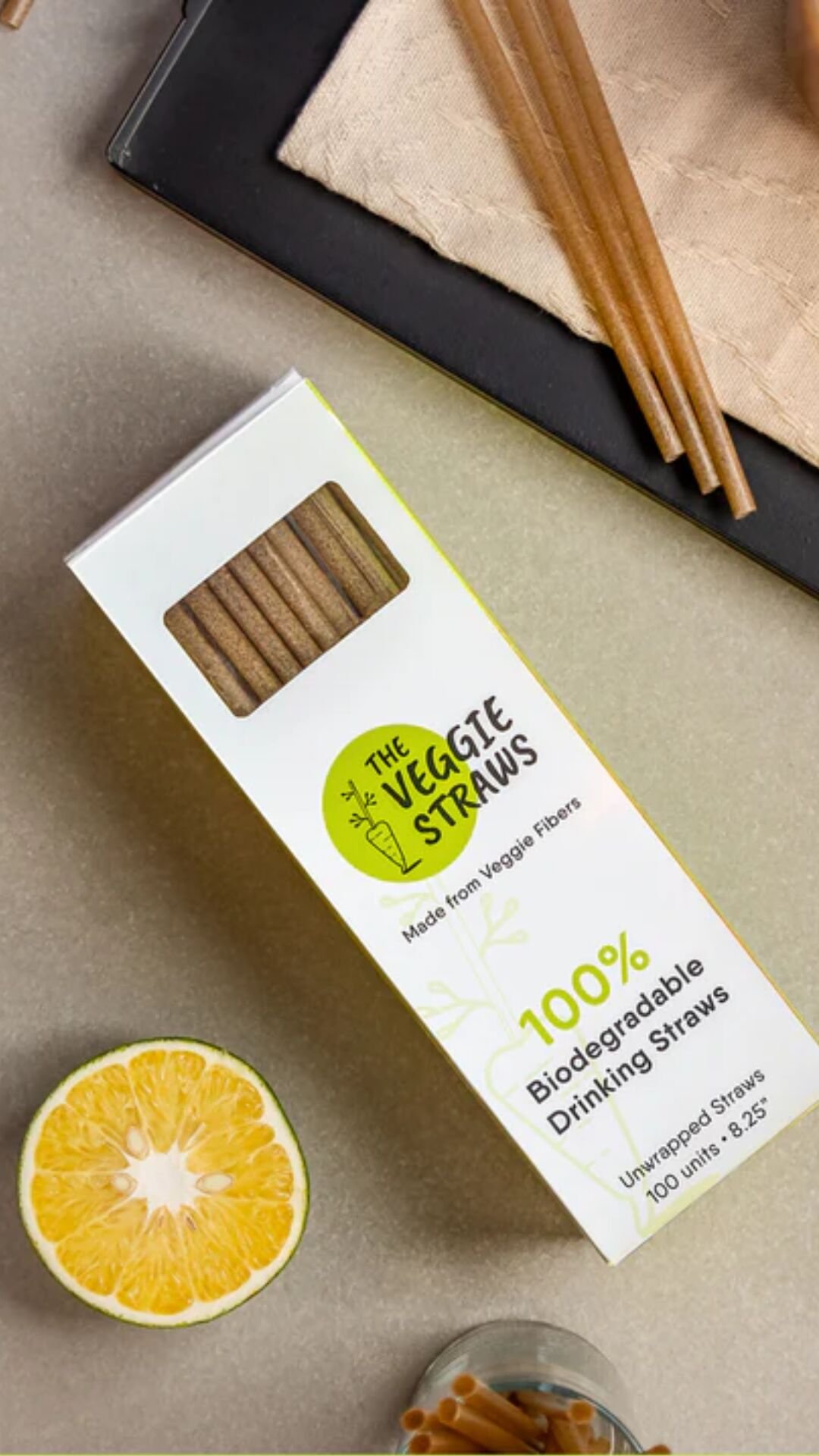 The Veggie Straws | 100% Biodegradable Straws-Gluten Free